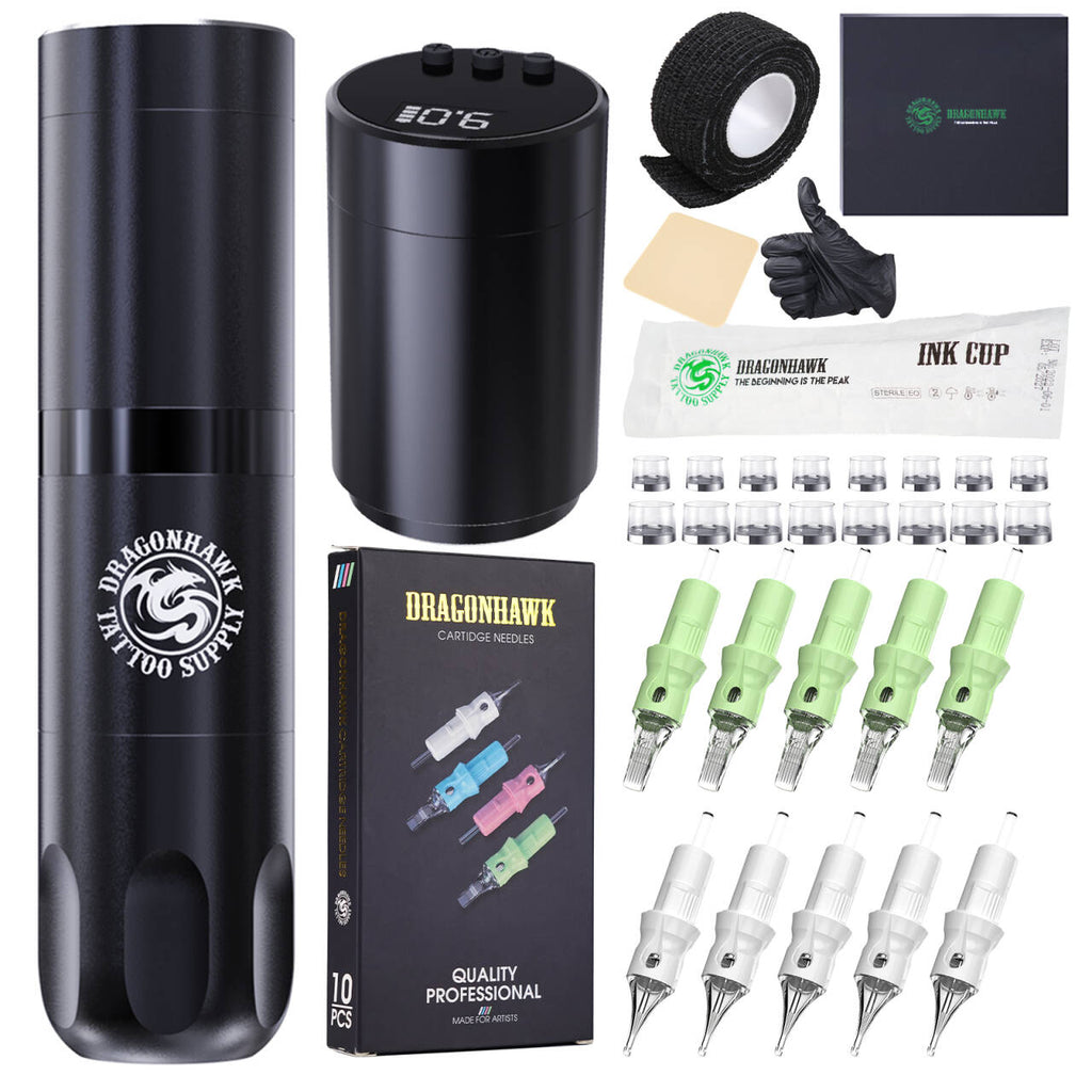 Dragonhawk X3 Wireless Tattoo Machine With 2 Replaceable Batteries Kit
