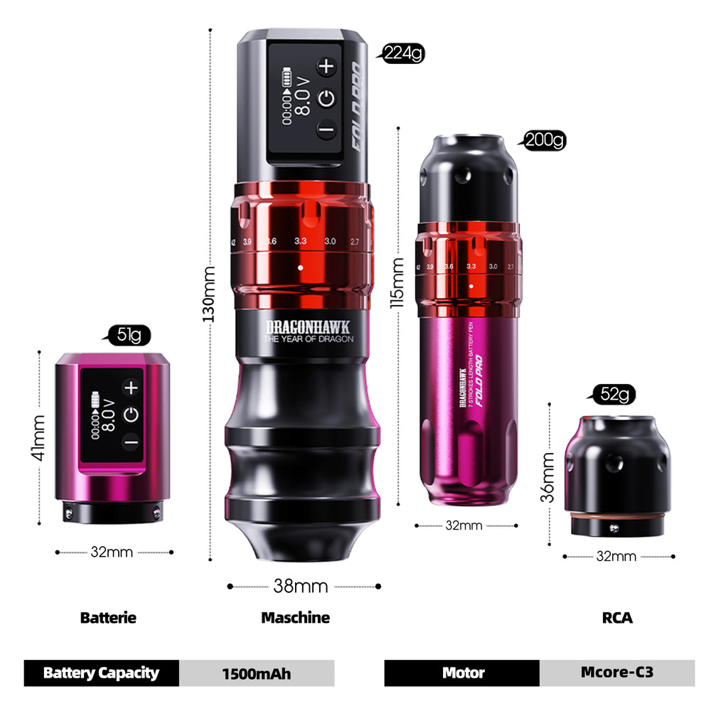 The Year of Dragonhawk Fold Pro Machine Pen with Two Batteries