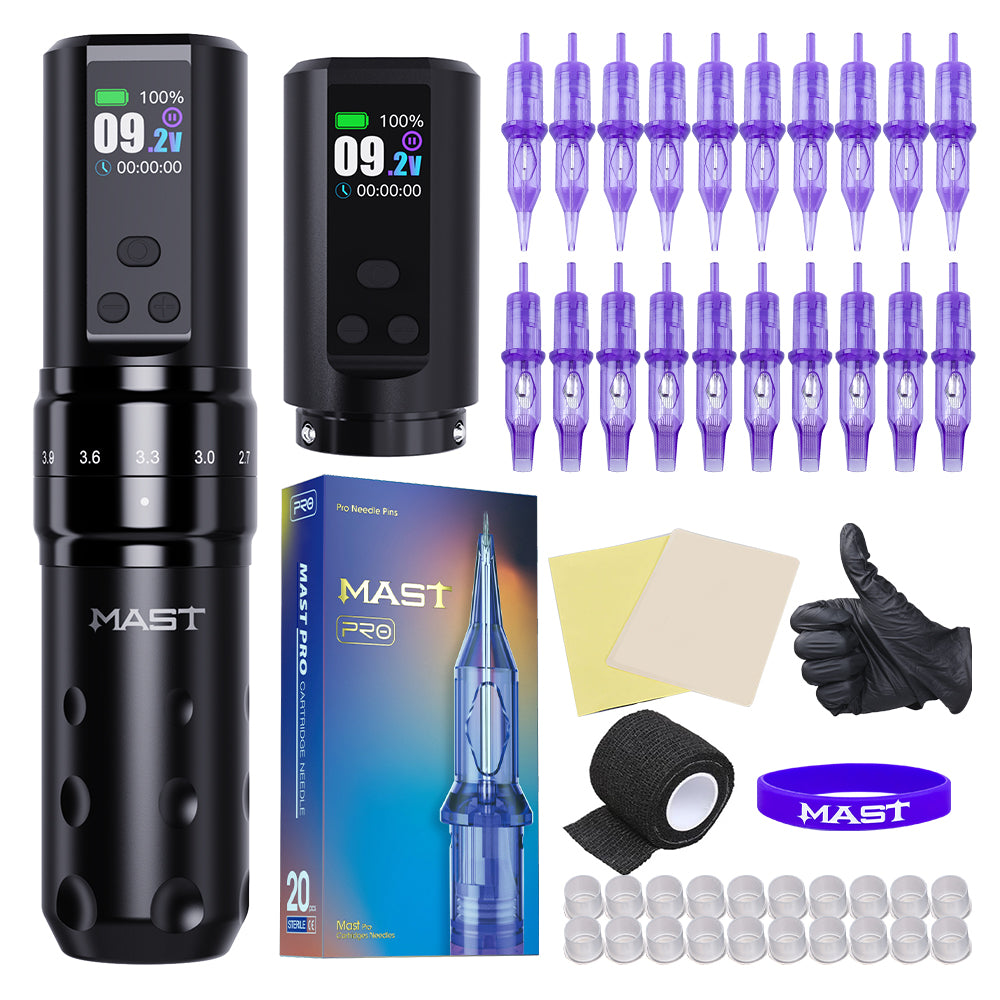 Dragonhawk Mast Fold2 Pro Wireless Tattoo Kit With 20pcs Needles
