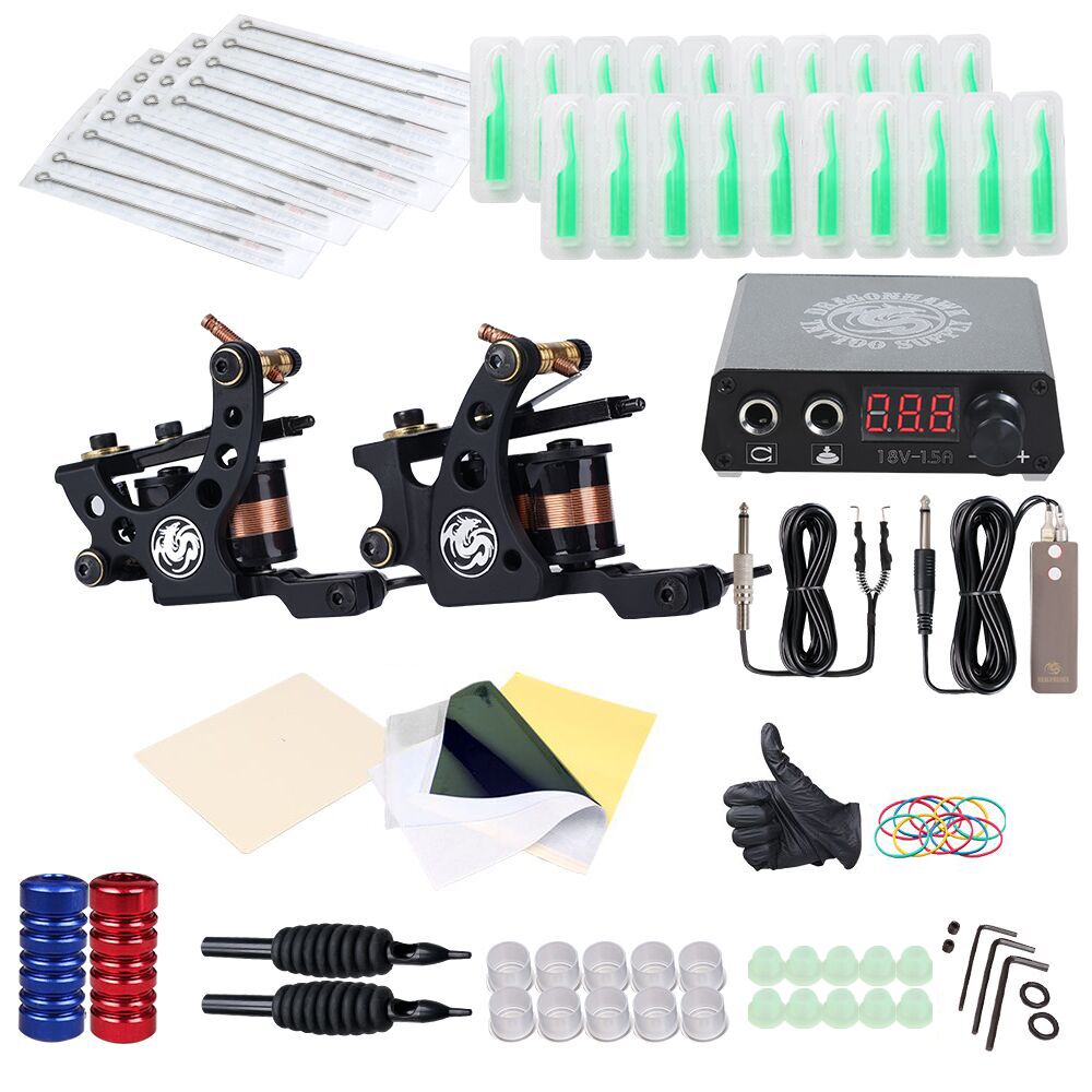 Dragonhawk Complete Tattoo Kit 2 Tattoo Machine With Power Supply