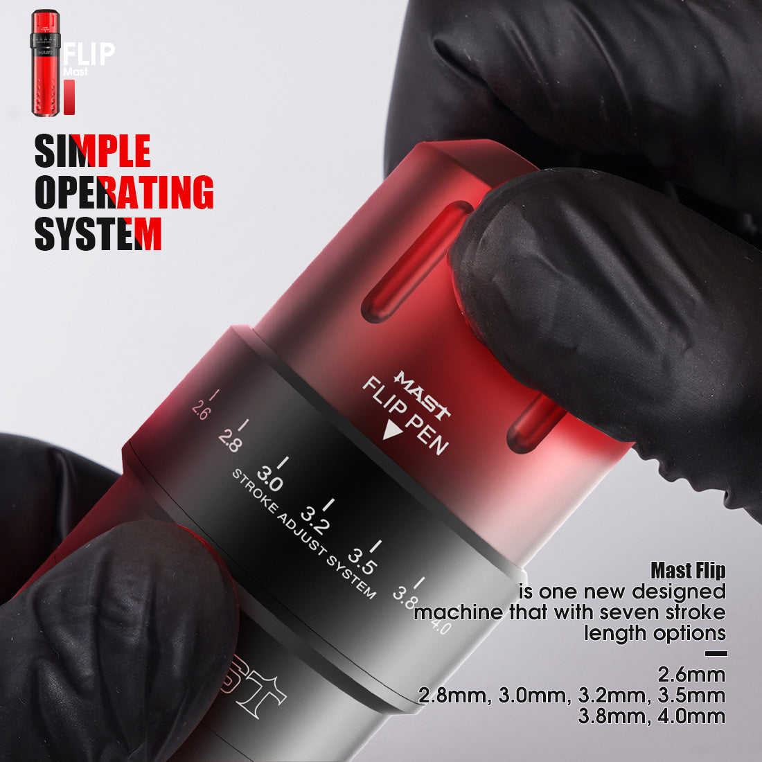 Mast Flip Rotary Tattoo Pen Machine 2.6-4.0mm Seven-stroke Length